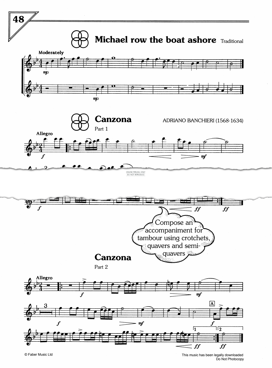 Michael Row The Boat Ashore/Canzona - sheet music by Adriano Banchieri ...