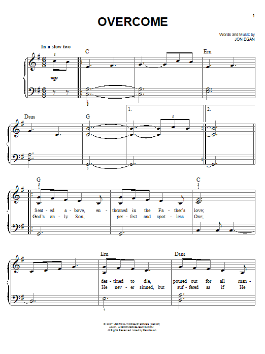 Overcome - sheet music by Jeremy Camp - smd-96744 | notendownload