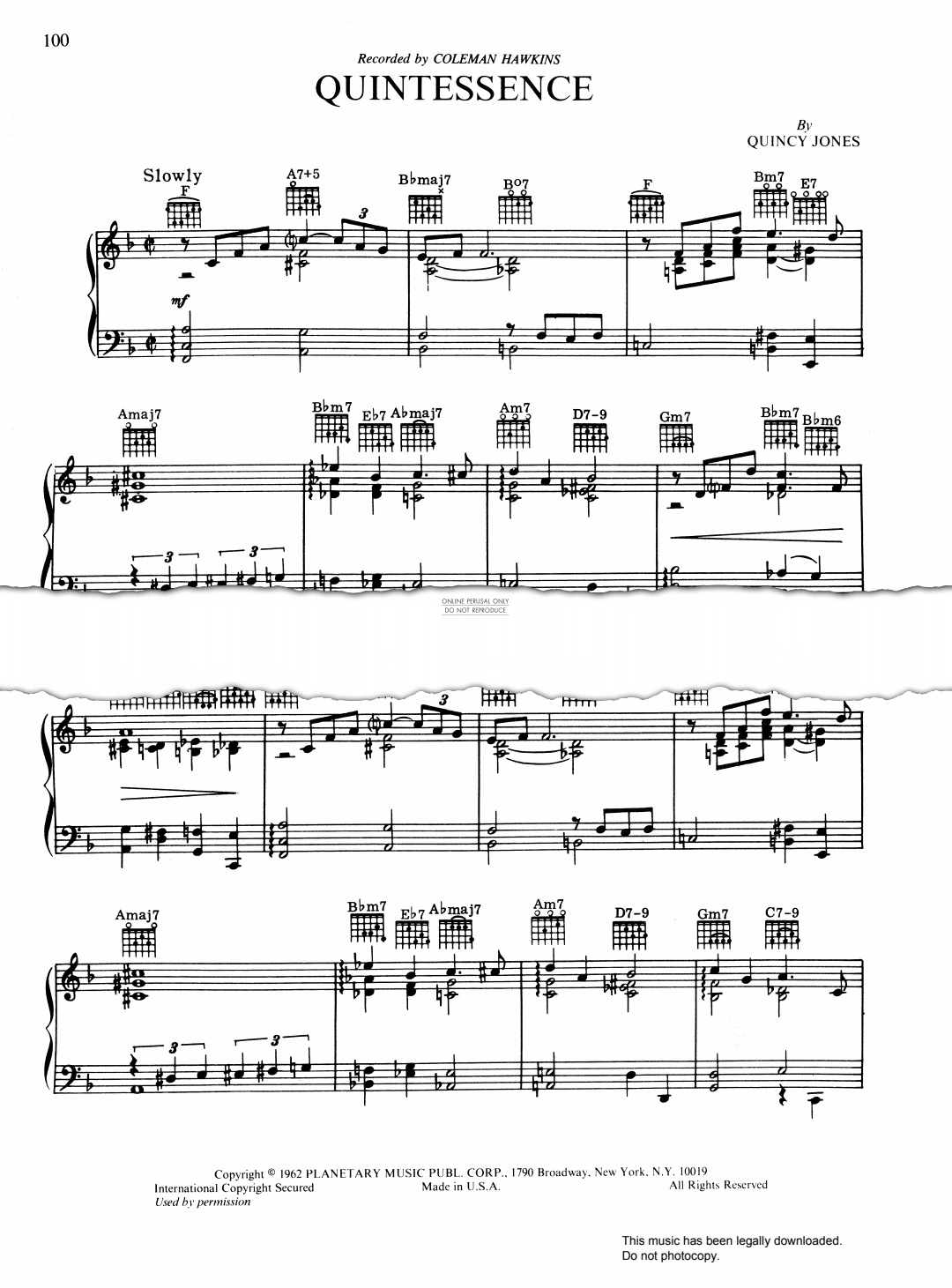 Quintessence (Coleman Hawkins) | Sheet Music: Piano | PDF Download