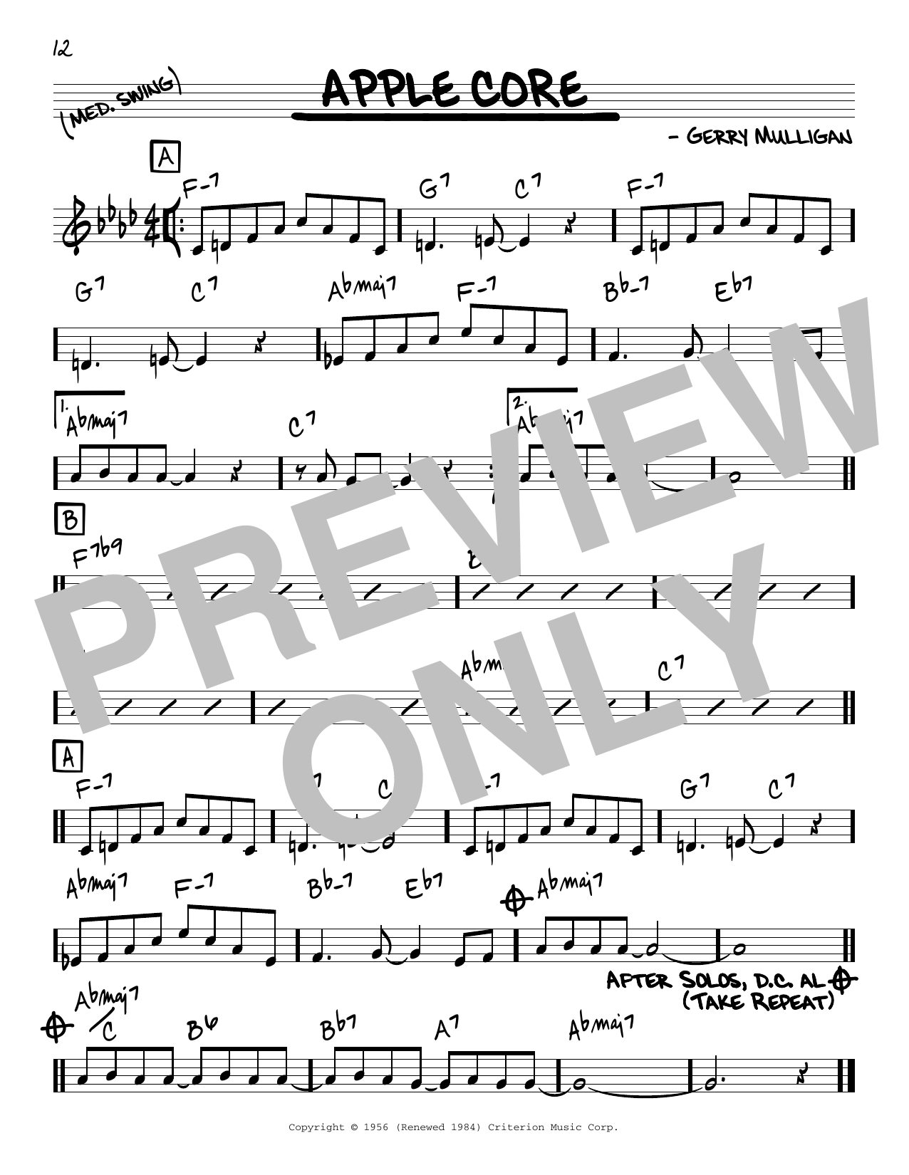 Apple Core - sheet music by Gerry Mulligan - smd-1285931 | notendownload