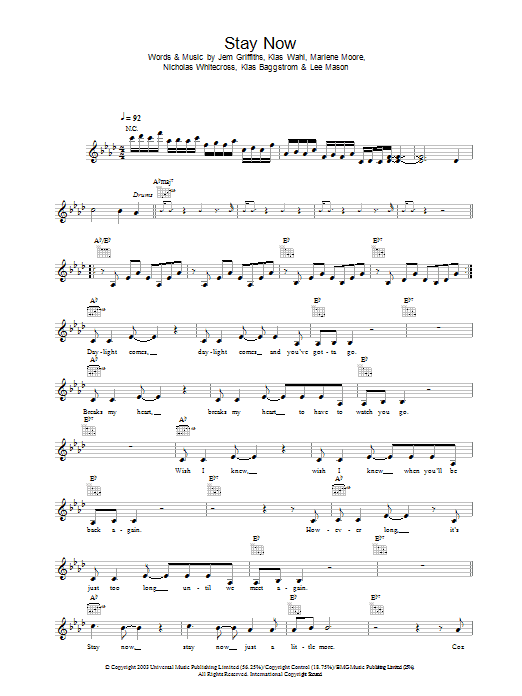 Stay Now - sheet music by Jem - smd-32503 | notendownload