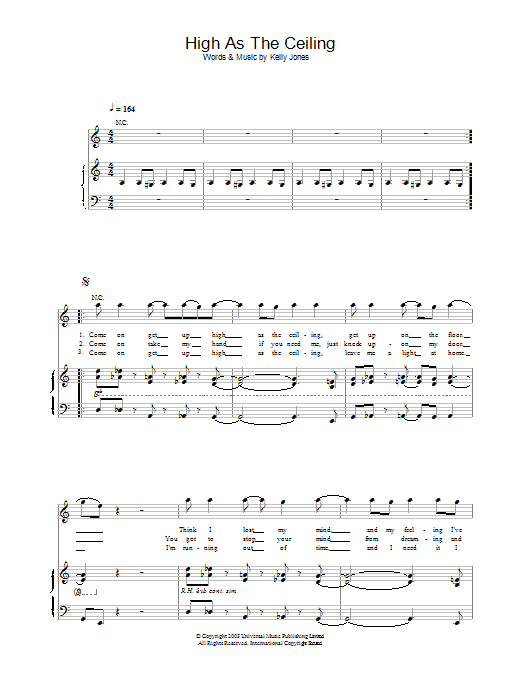 High As The Ceiling (Stereophonics) | Sheet Music: Piano, Vocal ...