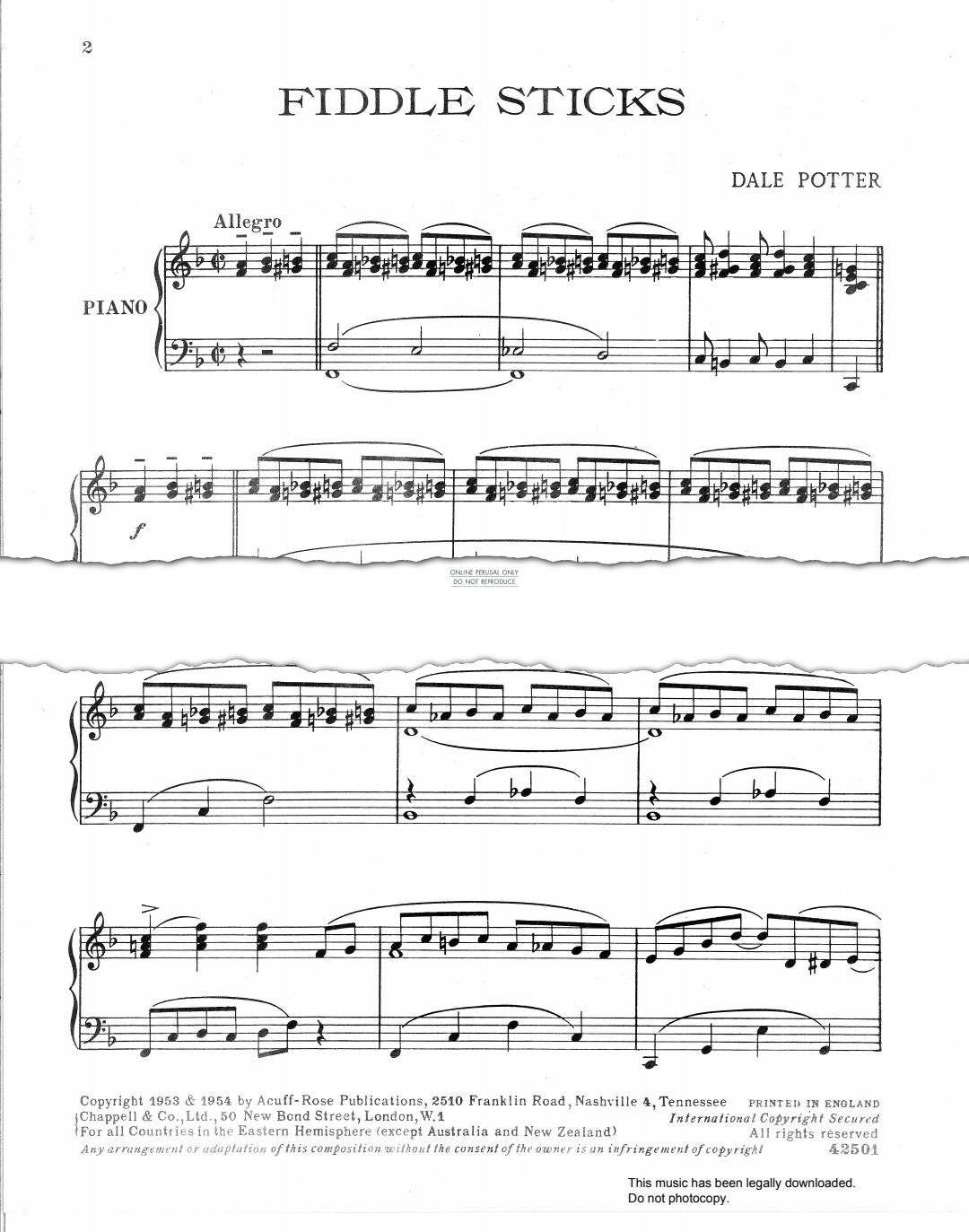 Fiddle Sticks - sheet music by Dale Potter - fbd-33810 | notendownload