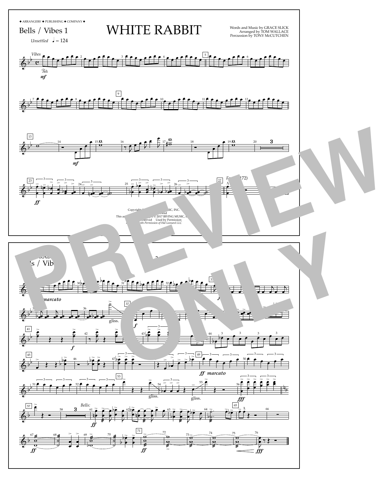 White Rabbit - Bells/Vibes 1 - sheet music by Tom Wallace - smd-366780 ...