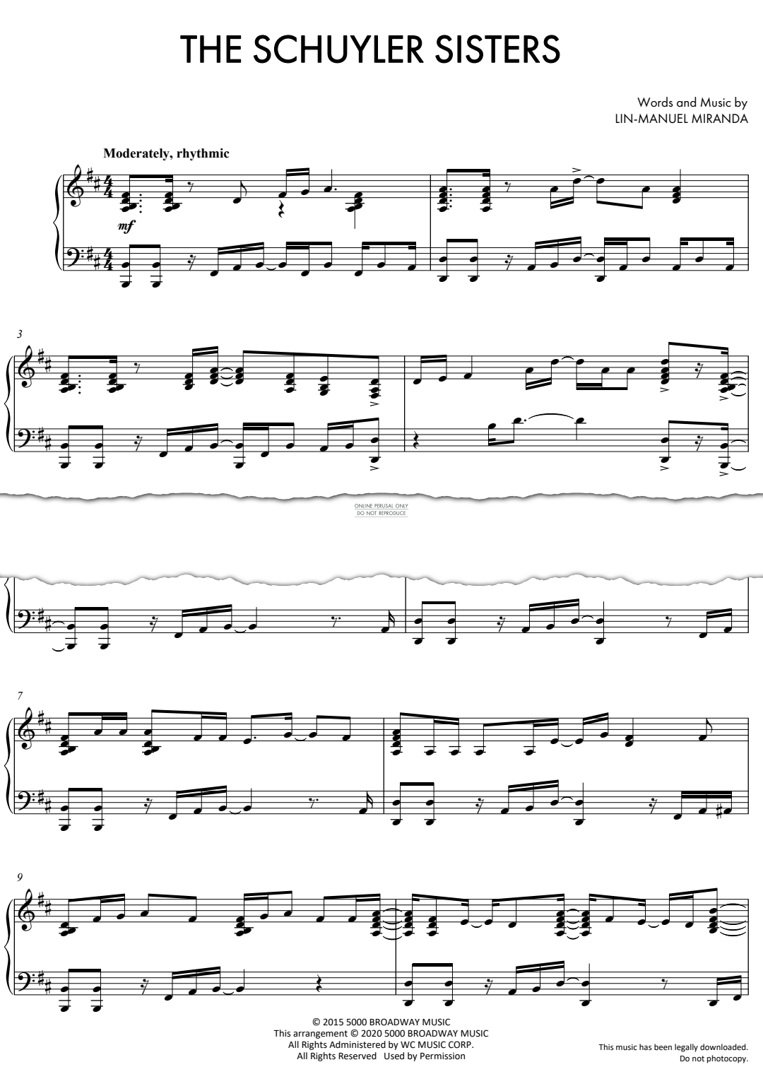 The Schuyler Sisters (Lin-Manuel Miranda) | Noten: Klavier | PDF Download