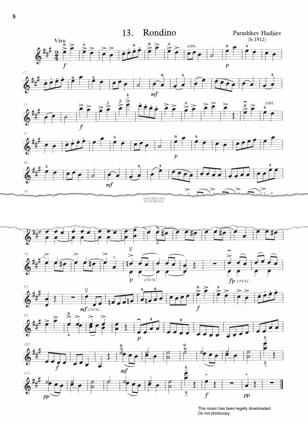 Rondino (Parashkev Hadjiev) | Sheet Music: Piano, Violin | PDF Download