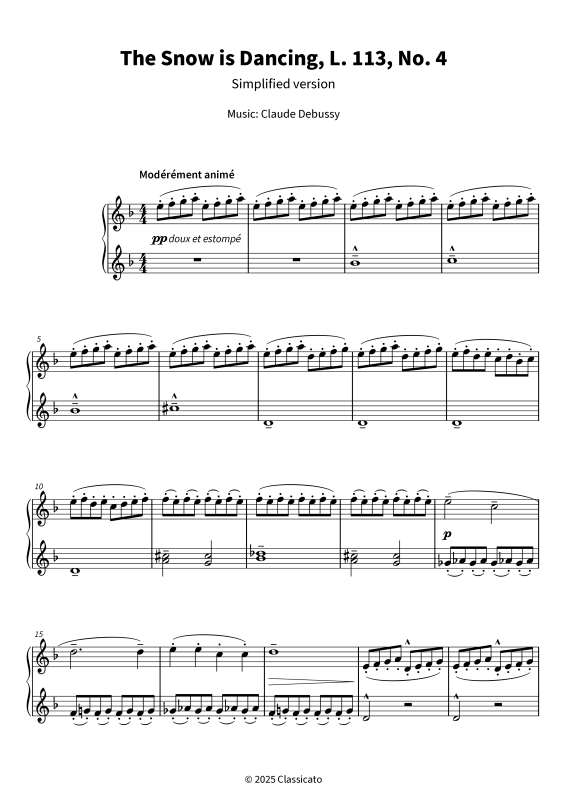 The Snow is Dancing - Simplified version (Claude Debussy) | Noten ...