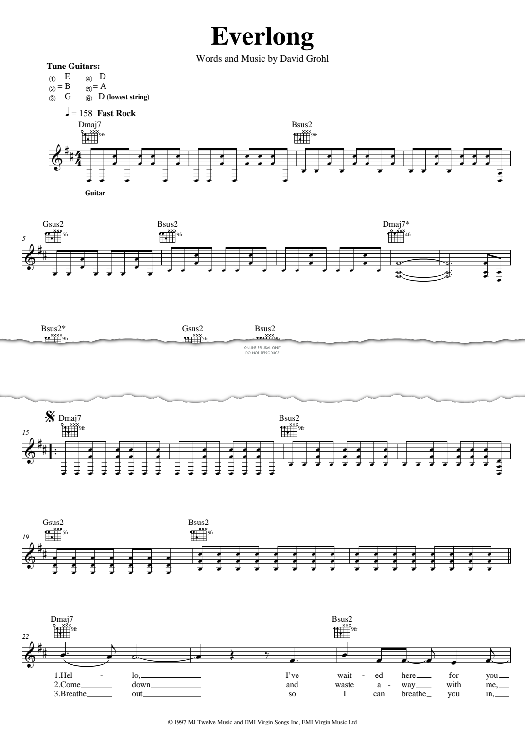 Everlong - Noten von Foo Fighters - fbd-1179 | notendownload