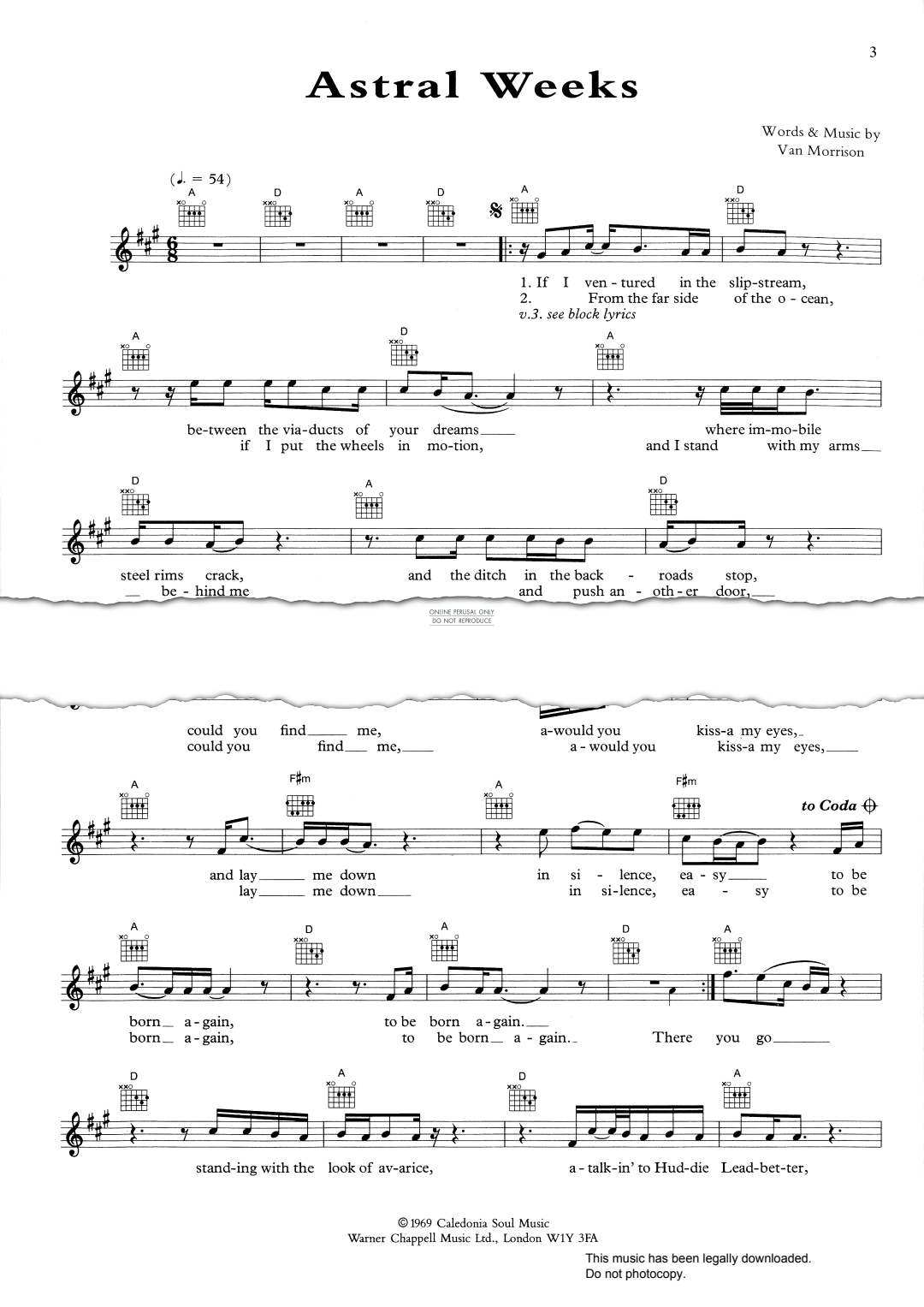 Astral Weeks - sheet music by Van Morrison - fbd-36976 | notendownload