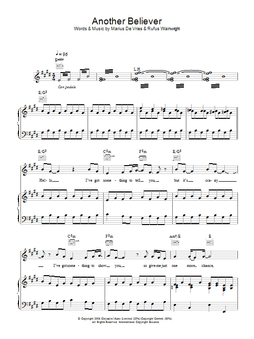 Another Believer - sheet music by Rufus Wainwright - smd-42182 ...