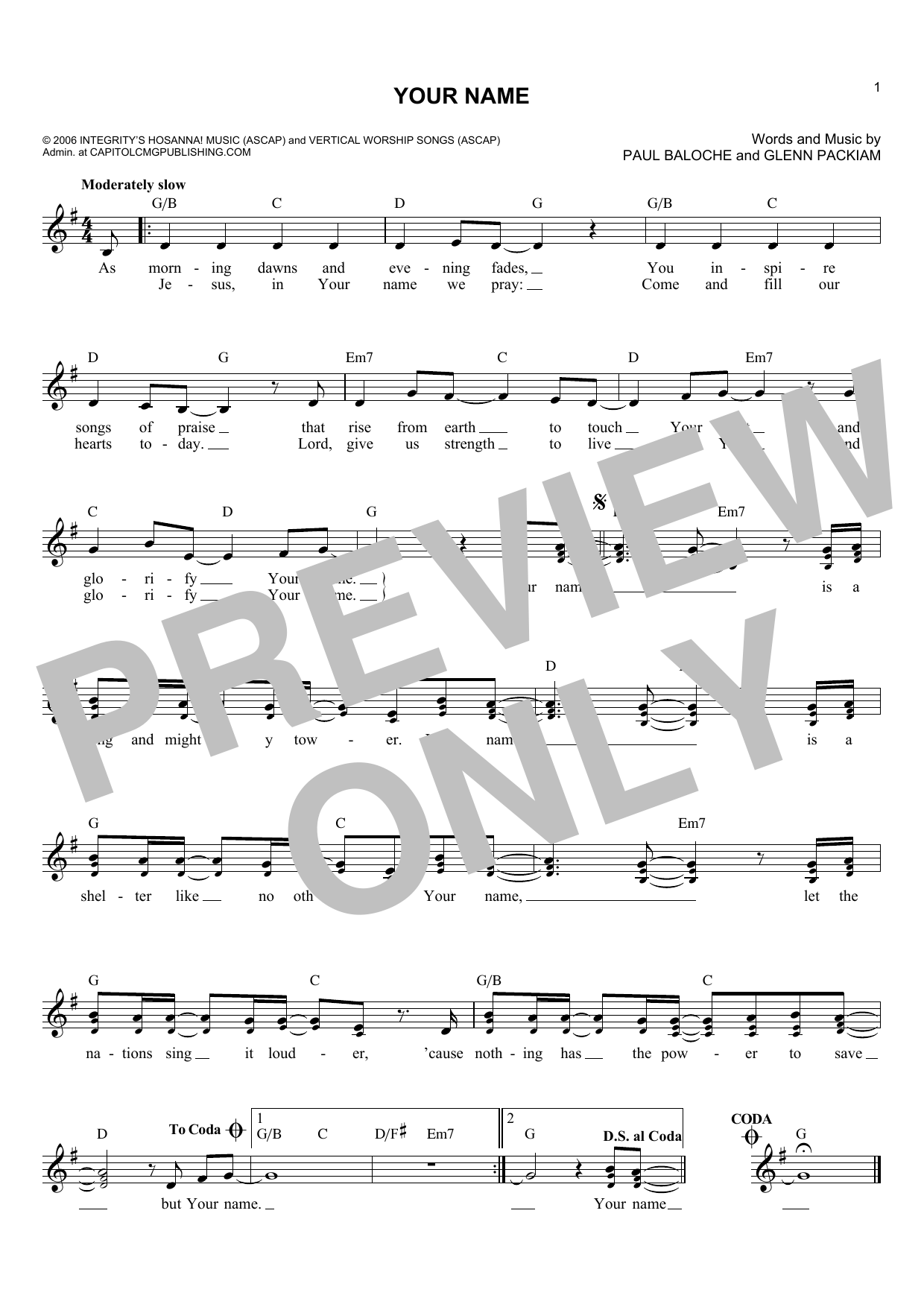 Your Name - sheet music by Paul Baloche - smd-178918 | notendownload