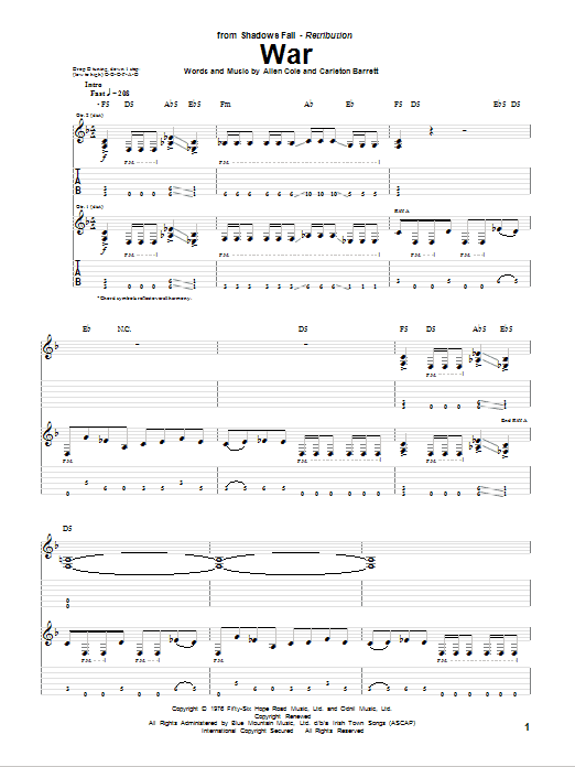 War - sheet music by Shadows Fall - smd-76533 | notendownload