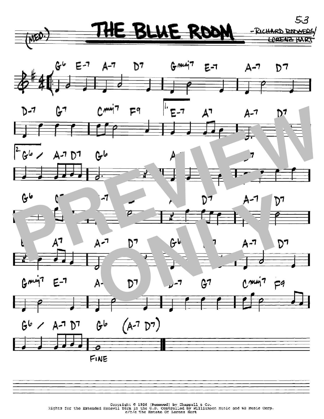 The Blue Room - sheet music by Rodgers & Hart - smd-61477 | notendownload