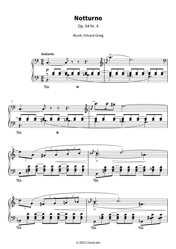 Notturno (Edvard Grieg) | Sheet Music: Piano Solo | PDF Download
