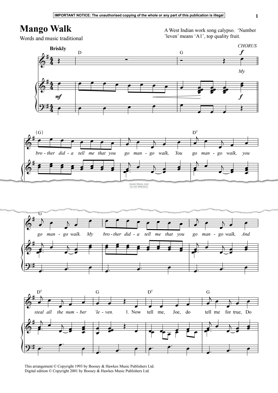 Mango Walk - sheet music by Traditional - fbd-9256 | notendownload