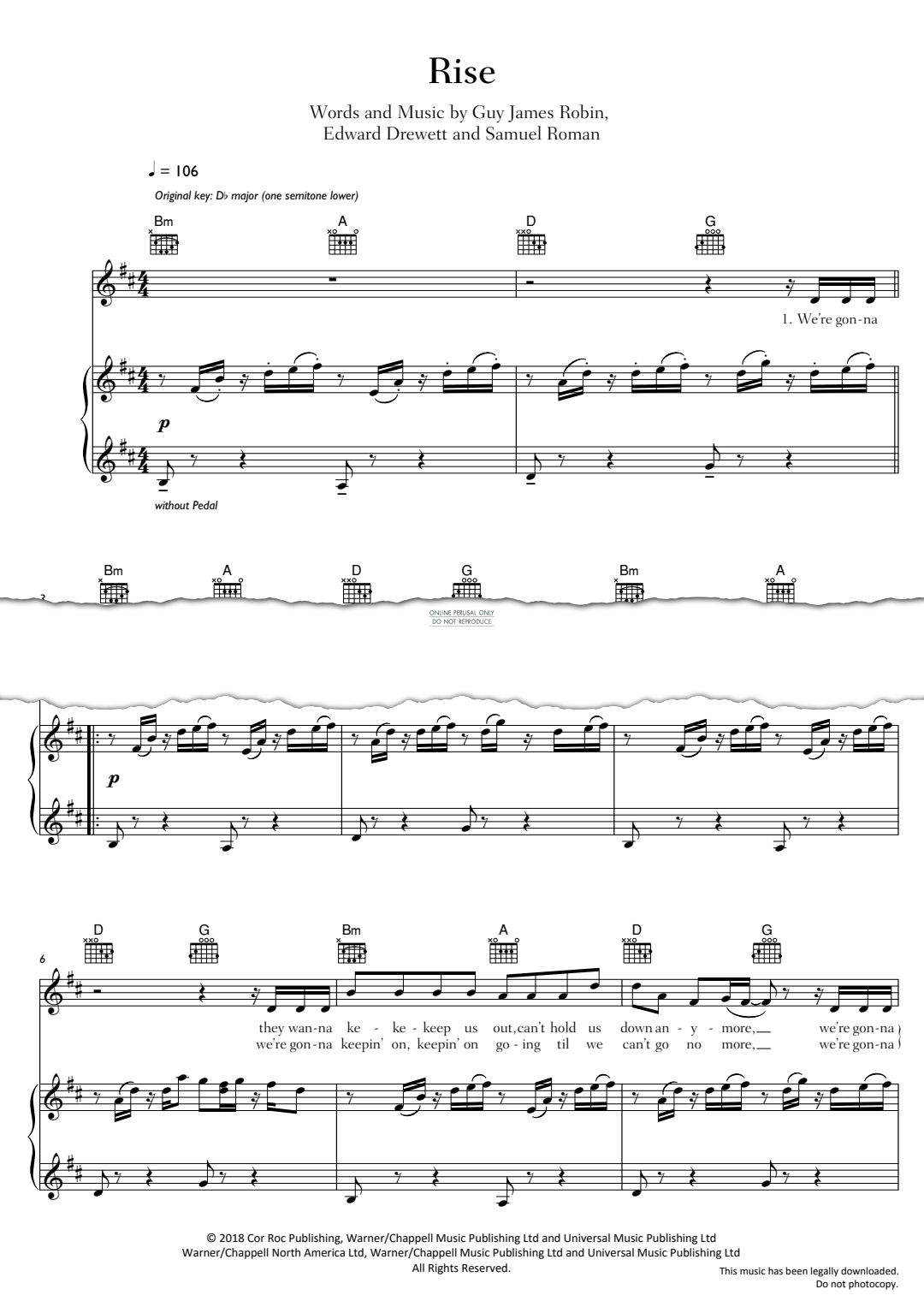 Rise (Jonas Blue) | Sheet Music: Guitar, Piano, Voice | PDF Download