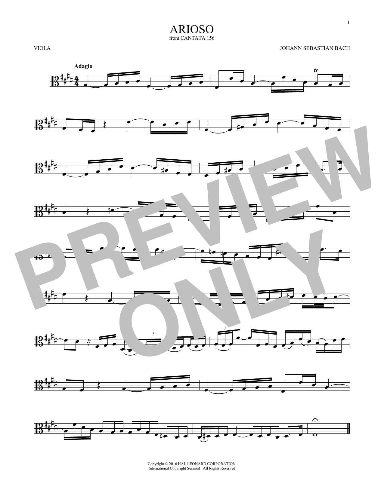 Arioso (Johann Sebastian Bach) | Noten: Viola Solo | PDF Download