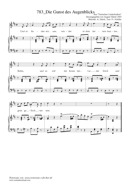 Die Gunst des Augenblicks (A. Härtel, Text: Fr. Schiller) | Sheet Music ...