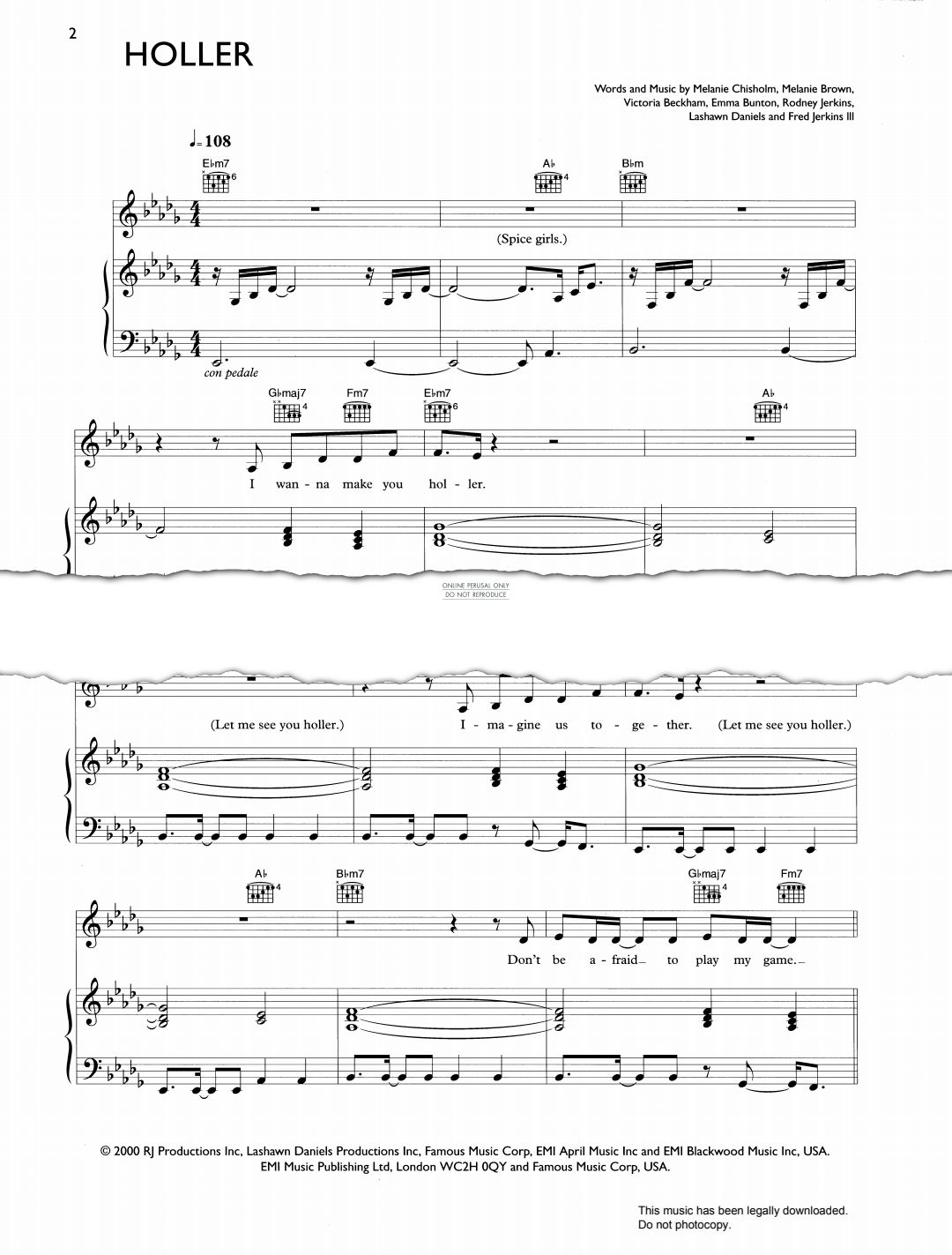 Holler - sheet music by Spice Girls - fbd-27535 | notendownload