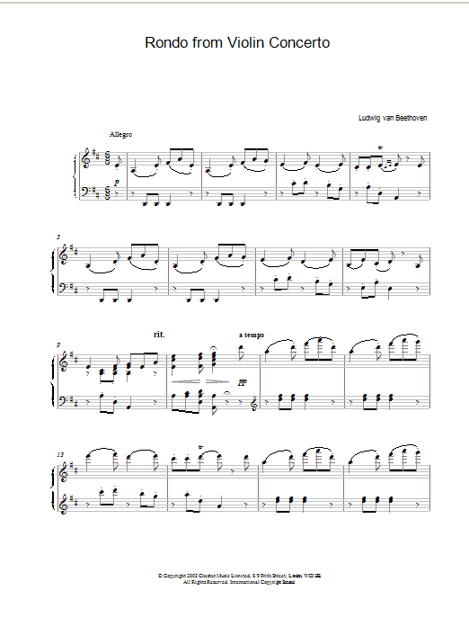 Rondo from Violin Concerto - Online Noten von Ludwig Van Beethoven ...