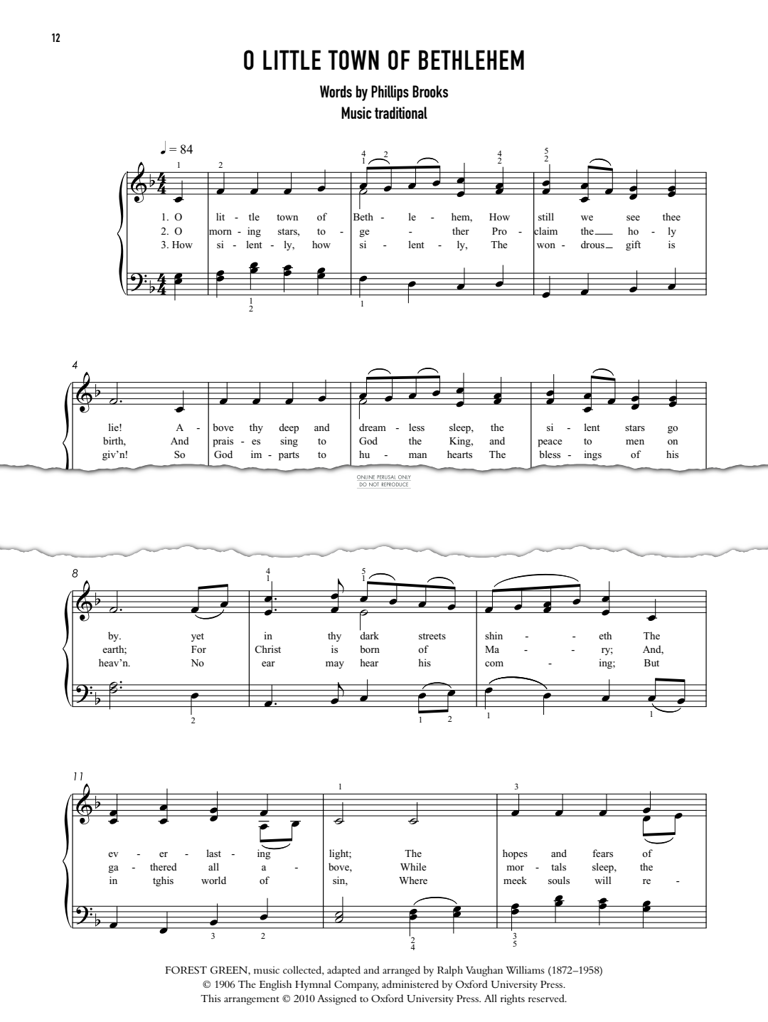 O Little Town Of Bethlehem - sheet music by Lewis Redner - fbd-8249 ...