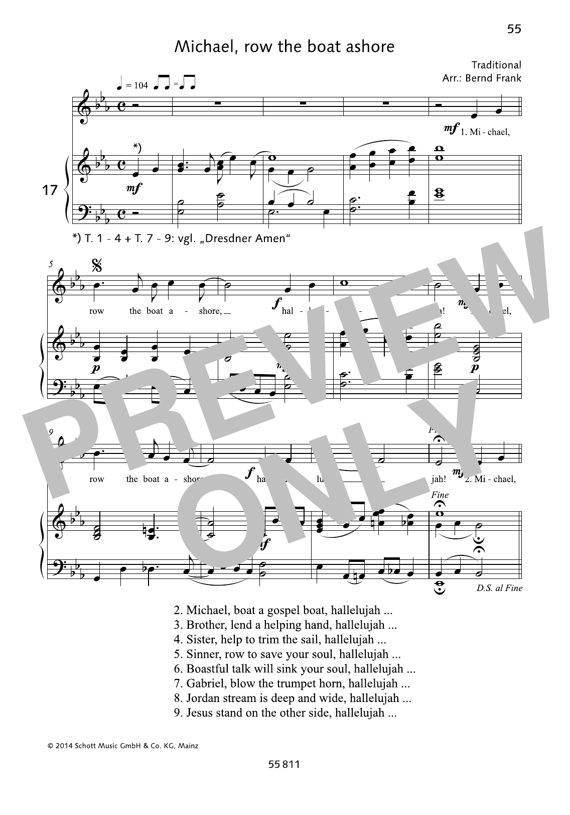 Michael Row the Boat Ashore - sheet music by Bernd Frank, Traditional ...