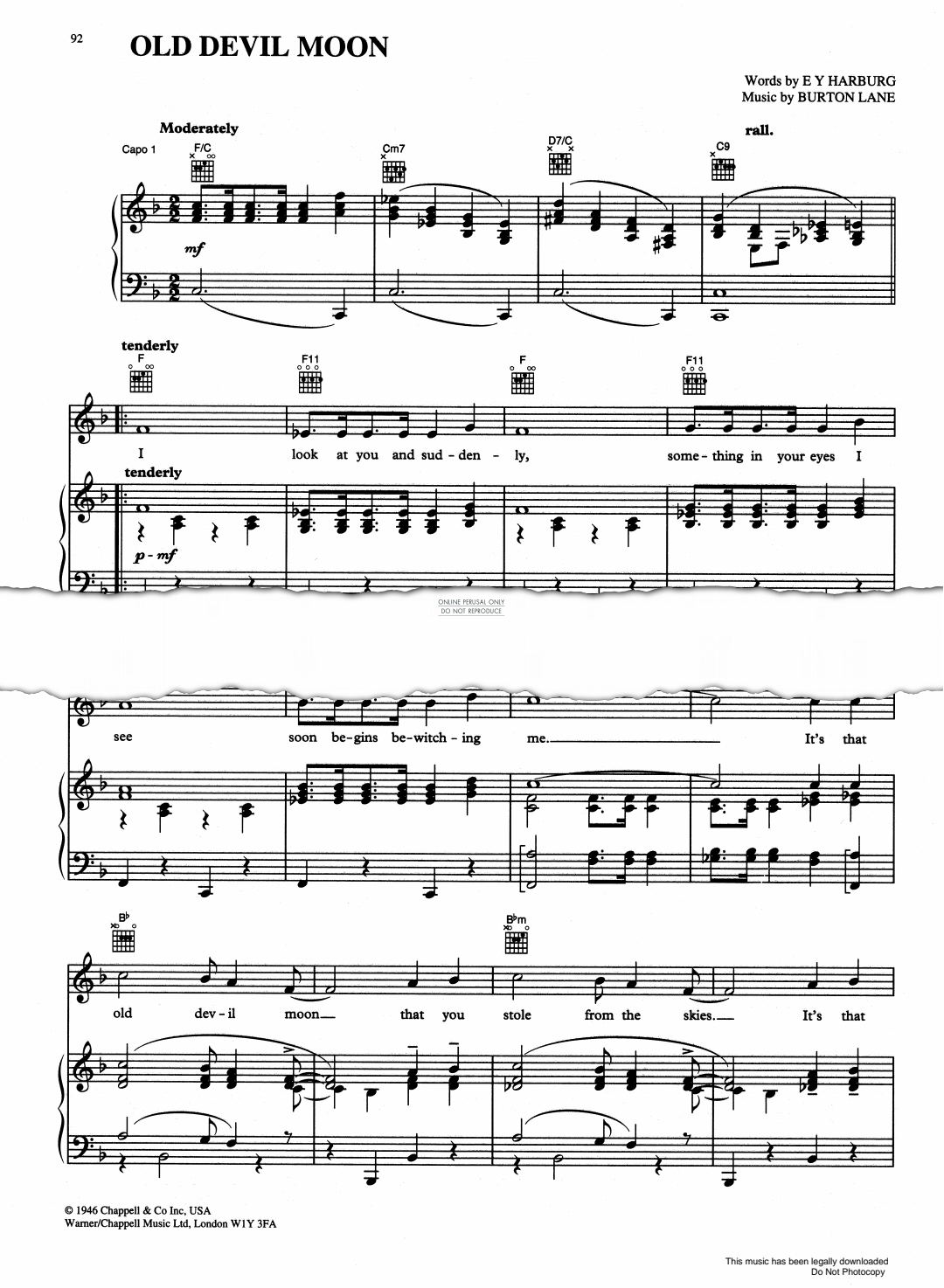 Old Devil Moon - sheet music by Burton Lane - fbd-5832 | notendownload