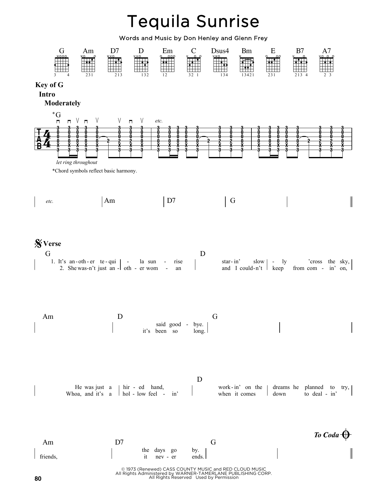 Tequila Sunrise - sheet music by Eagles - smd-164911 | notendownload