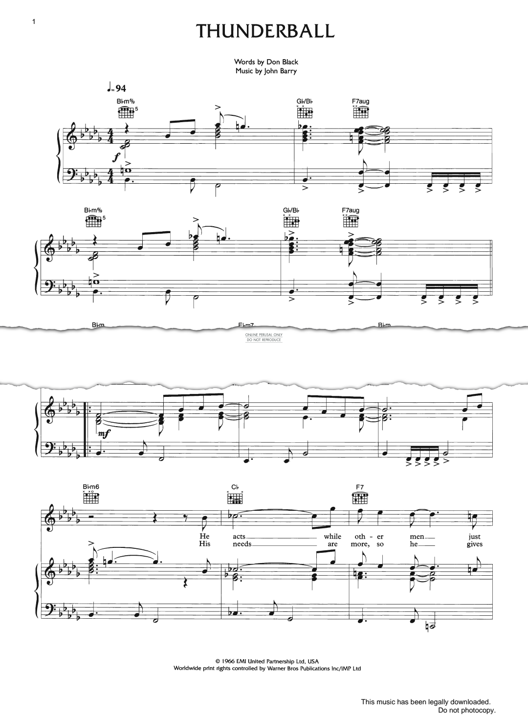 Thunderball - Noten von Tom Jones - fbd-4138 | notendownload