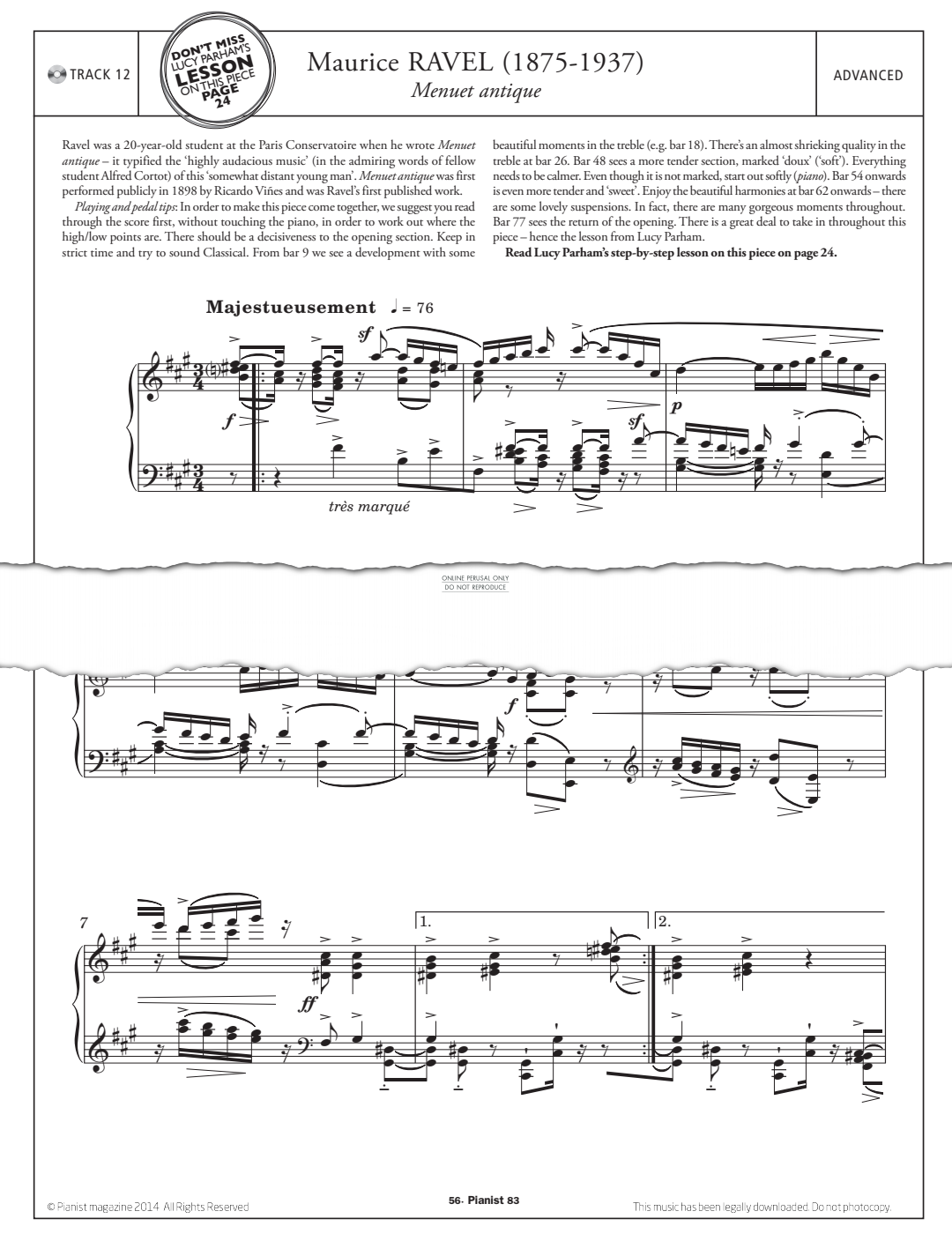 Menuet Antique (Maurice Ravel) | Sheet Music: Piano | PDF Download