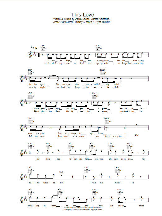 This Love - sheet music by Maroon 5 - smd-31669 | notendownload