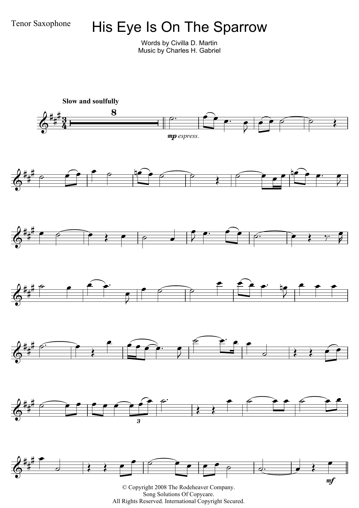 His Eye Is On The Sparrow - Online Noten von Ethel Waters - smd-49740 | notendownload