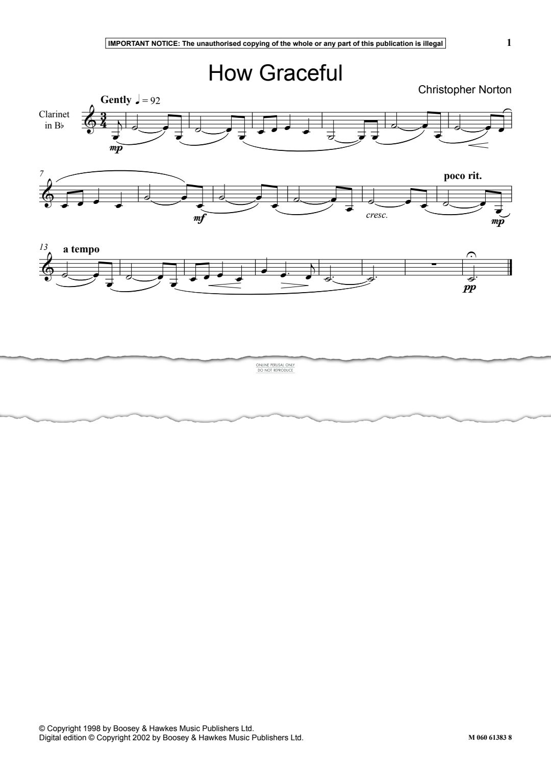 How Graceful (Christopher Norton) | Sheet Music: Clarinet, Piano | PDF ...