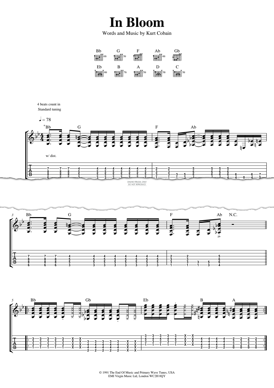 In Bloom - sheet music by Nirvana - fbd-465 | notendownload