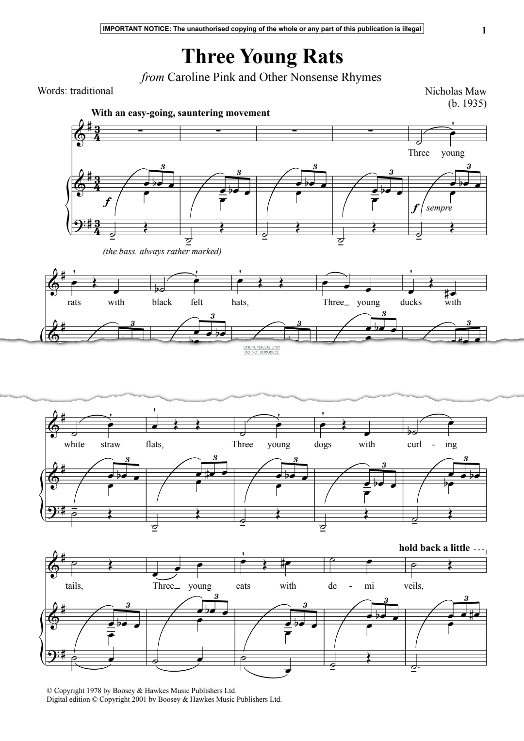 Three Young Rats from 'Caroline Pink and Other Nonsense Rhymes' - sheet ...