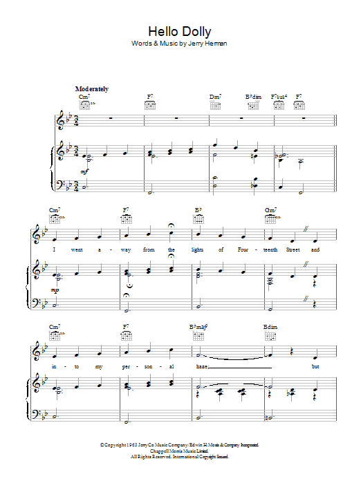 Hello Dolly (Louis Armstrong) | Noten: Piano, Vocal & Guitar Chords ...