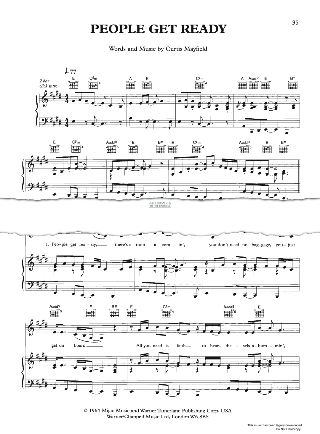 People Get Ready - sheet music by Curtis Mayfield - fbd-5807 ...