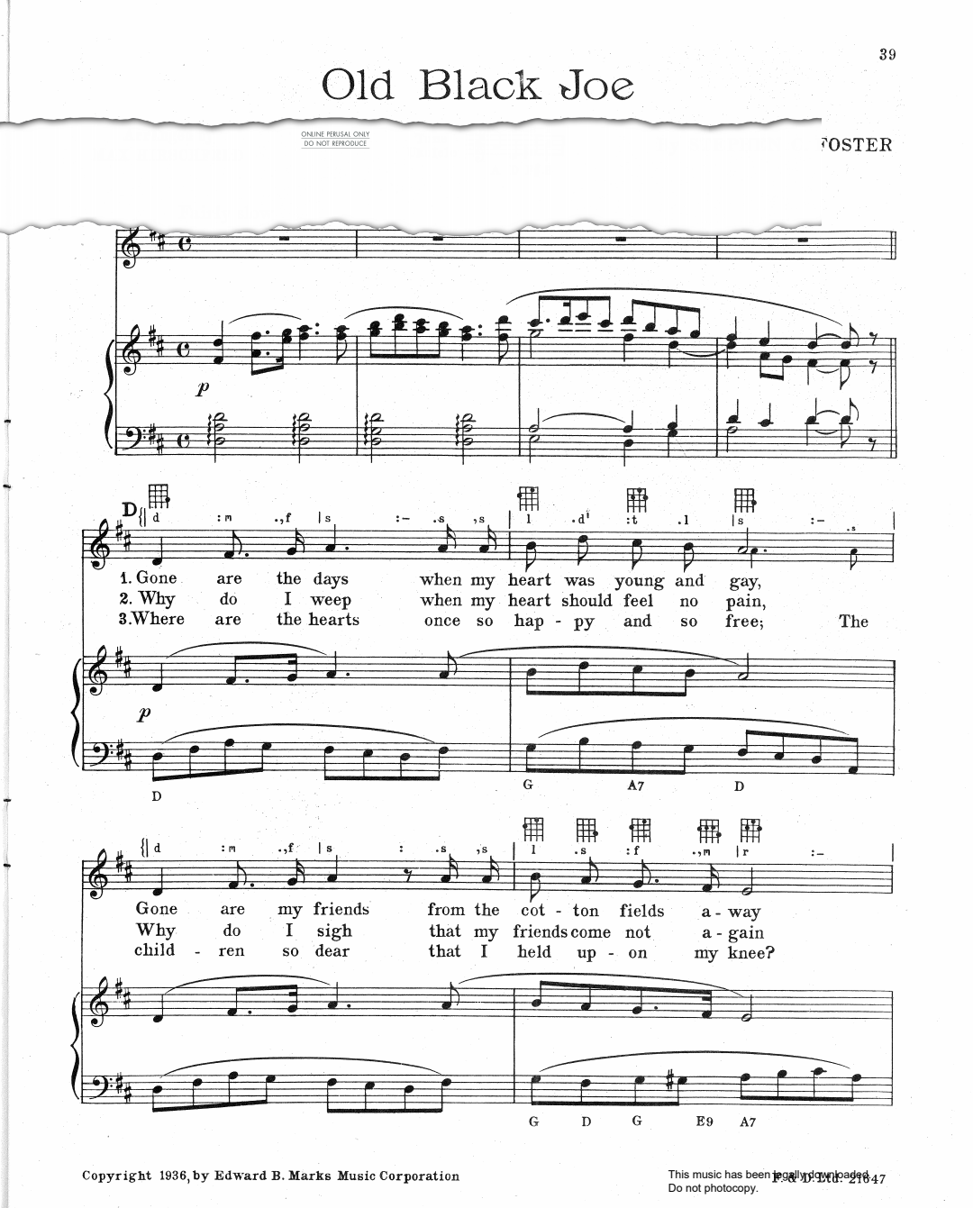 Old Black Joe - Noten von Stephen Foster - fbd-47523 | notendownload