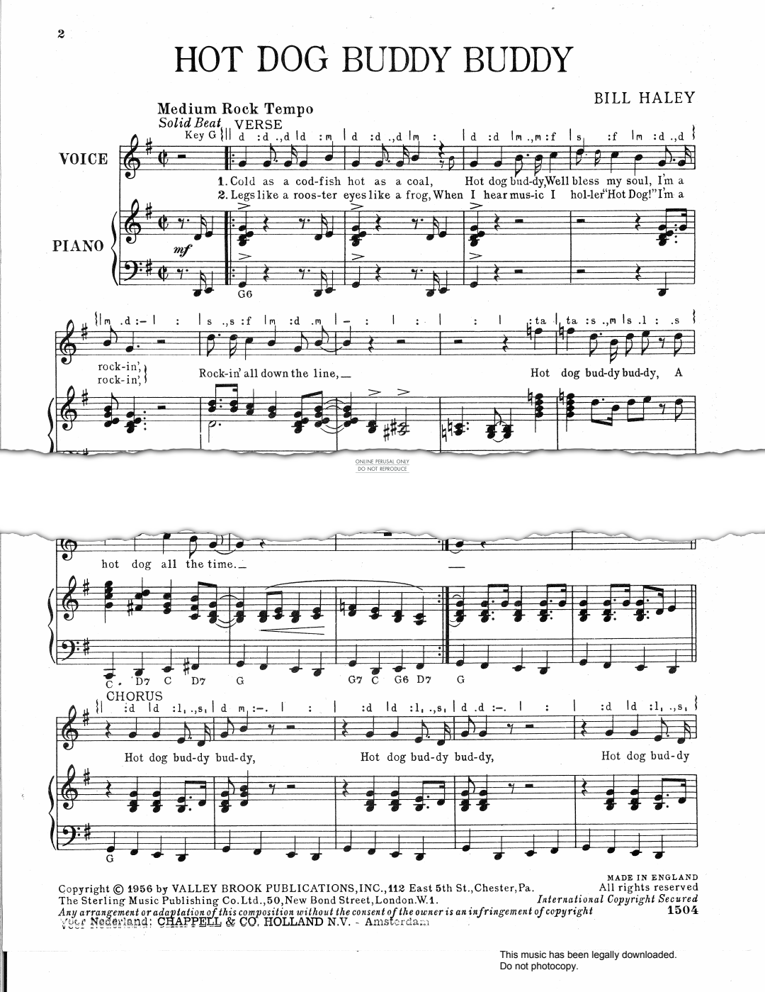 Hot Dog Buddy Buddy - sheet music by Bill Haley & His Comets - fbd ...