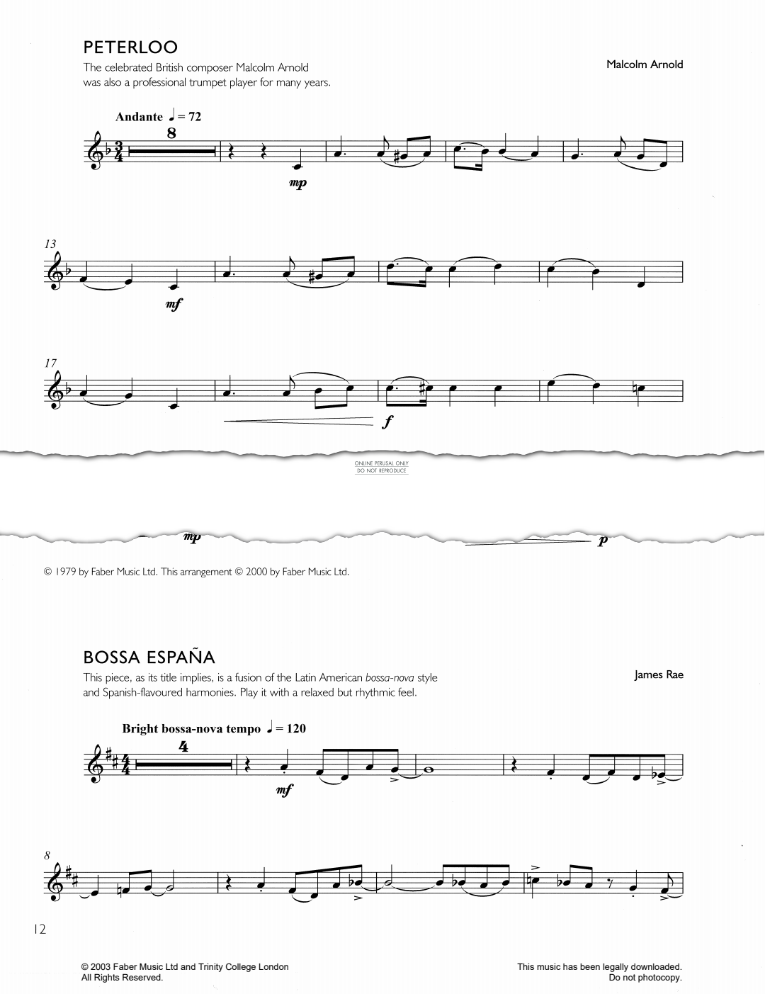 Bossa España (James Rae) | Sheet Music: Piano, Trumpet | PDF Download