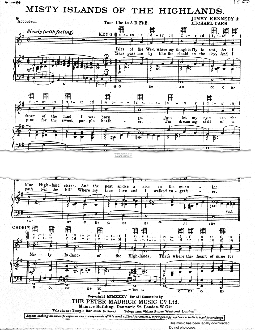 Misty Islands Of The Highlands - sheet music by Jimmy Kennedy - fbd ...