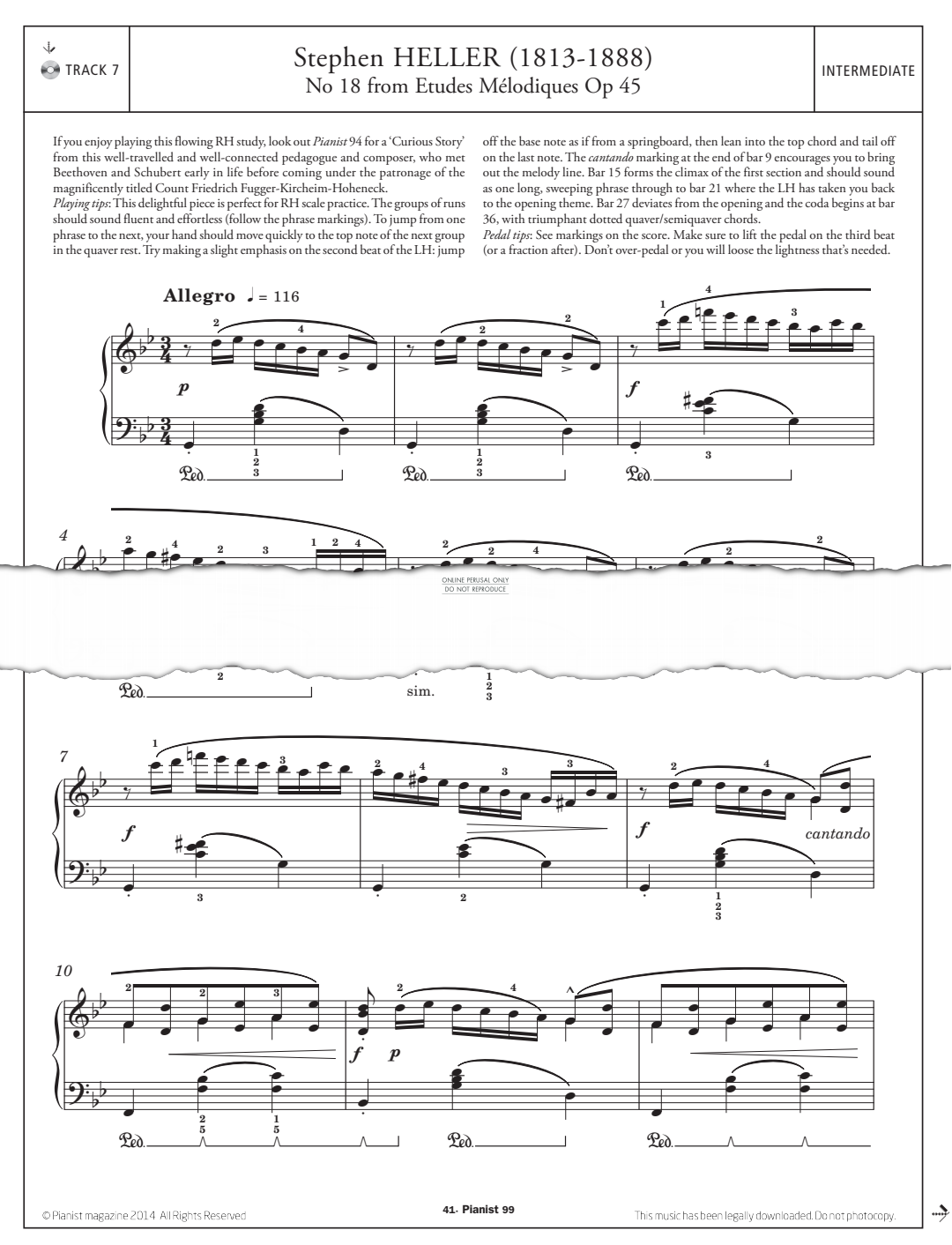 No.18 from 'Etudes Mélodiques Op.45’ (Stephen Heller) | Sheet Music ...
