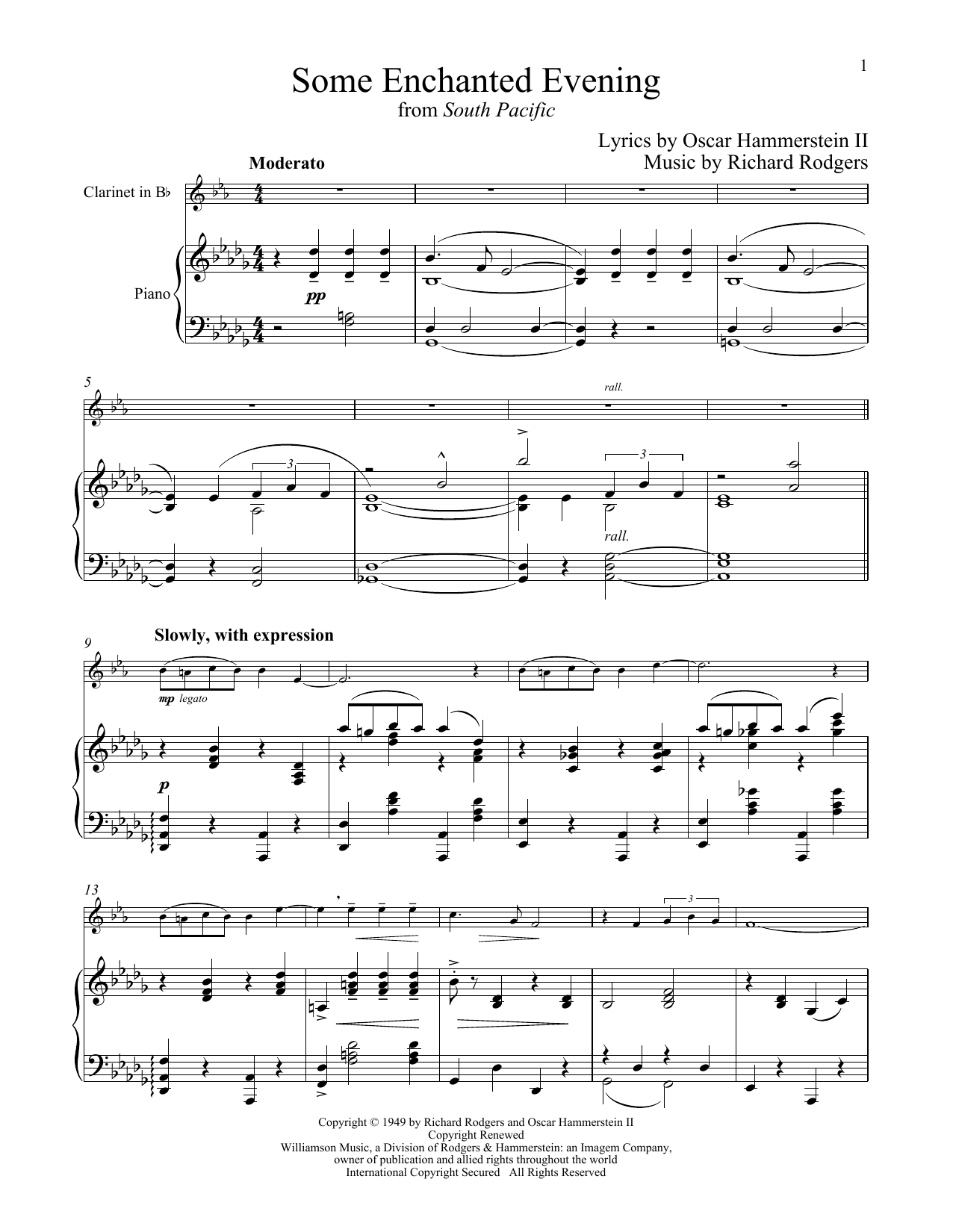 Some Enchanted Evening (from South Pacific) - sheet music by Richard ...