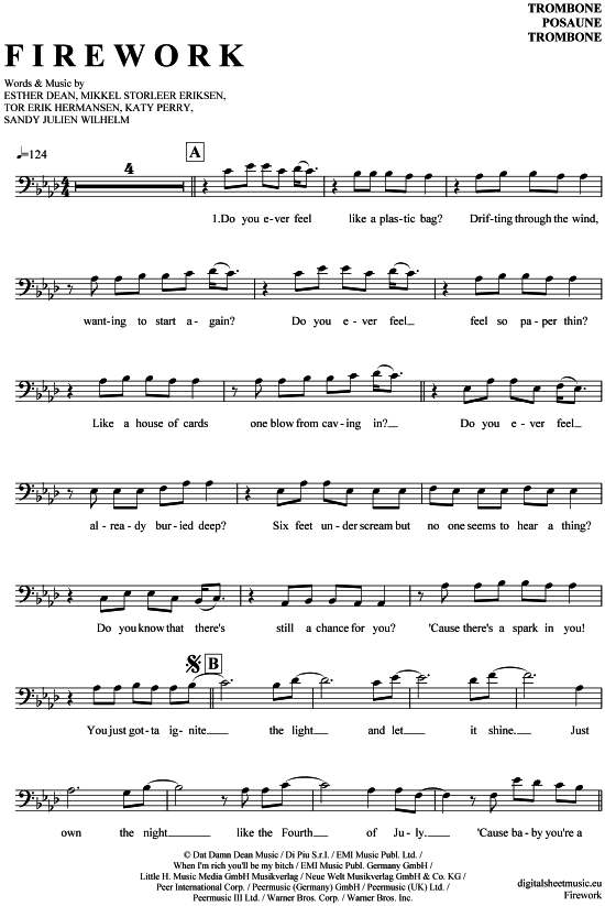 Firework - sheet music by Katy Perry - 7100146 | notendownload