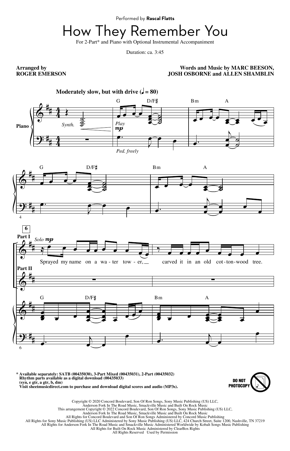 How They Remember You (arr. Roger Emerson) - sheet music by Rascal ...