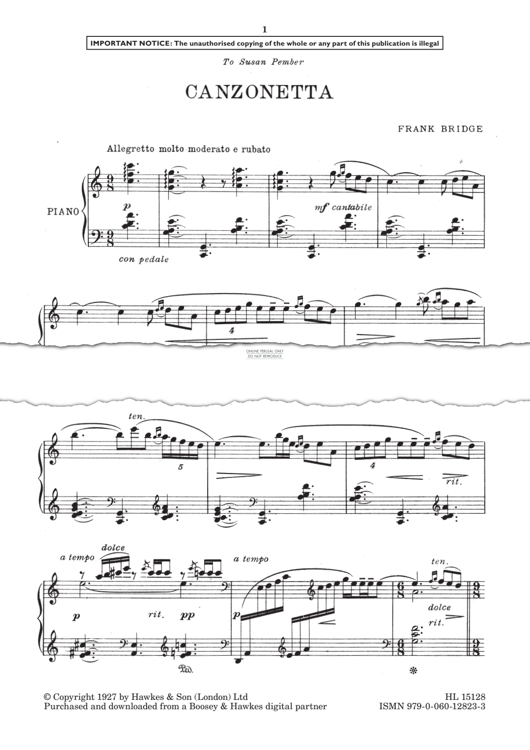 Canzonetta - sheet music by Frank Bridge - fbd-33234 | notendownload