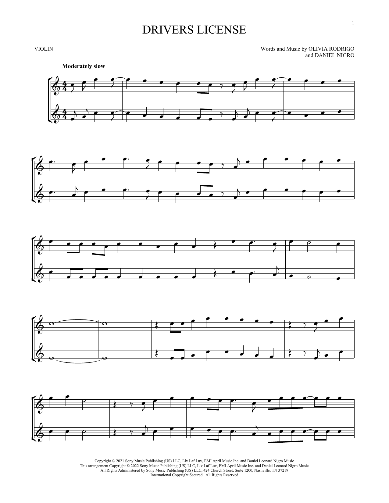 drivers license - Online Noten von Olivia Rodrigo - smd-1210324 ...