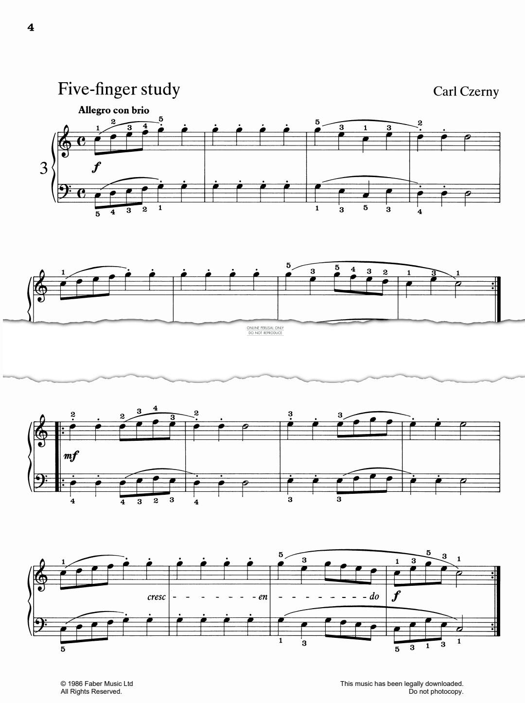 Five-Finger Study (Carl Czerny) | Sheet Music: Piano | PDF Download