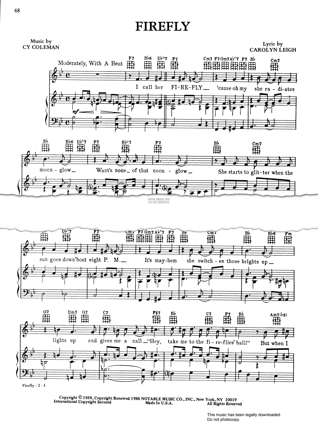 Firefly - sheet music by Cy Coleman - fbd-25501 | notendownload