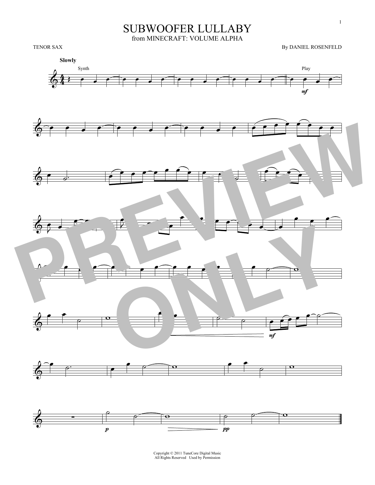 Subwoofer Lullaby (from Minecraft) - sheet music by C418 - smd-1253884 ...